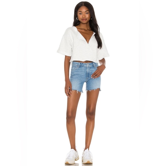PAIGE | Shorts | Paige Blue Sarah Longline Stretch Denim Shorts In ...